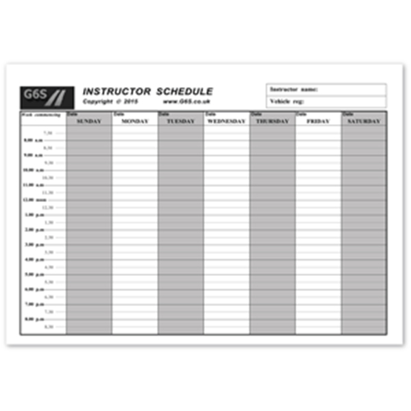 Instructor Diary Sheets | Grade Six Supplies