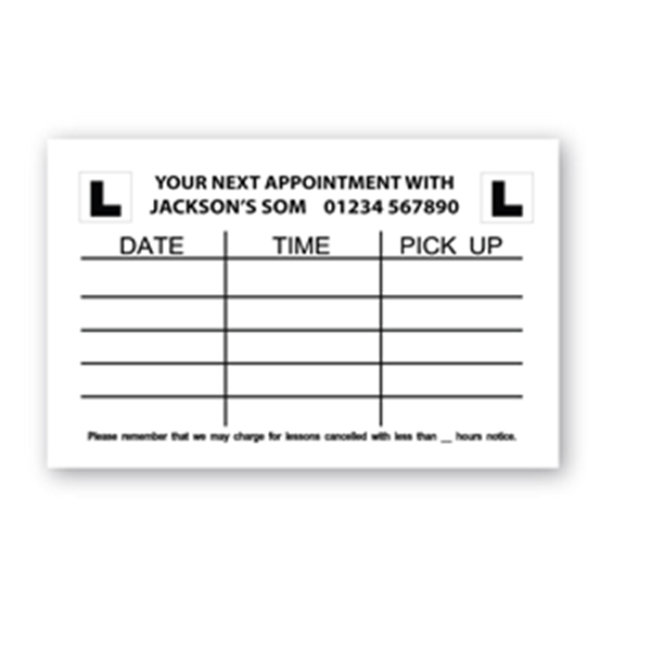 Grade Six Supplies - Personalised Your Next Appointment Cards